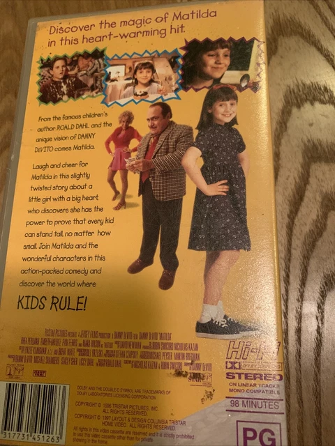 MATILDA VHS VIDEO Tape Danny Devito Mara Wilson Family Movie Vintage ...