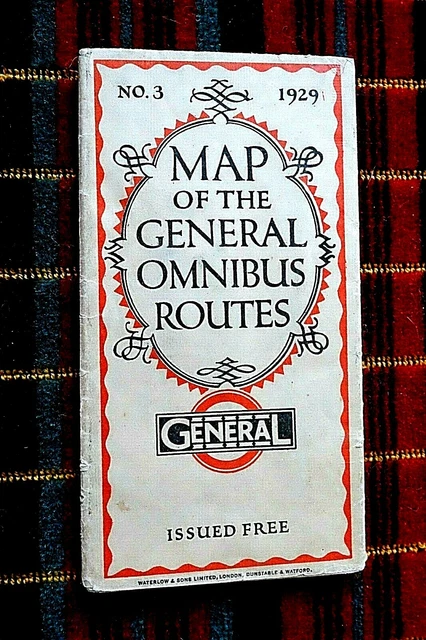 TRULY RARE GENUINE No.3 1925 LONDONS UNDERGROUND MAP OF THE GENERAL BUS ...