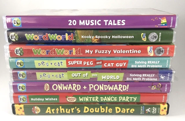 PBS KIDS DVD Lot of 8 WordWorld, Peg &Cat, Nature Cat, Arthur + 4hr ...