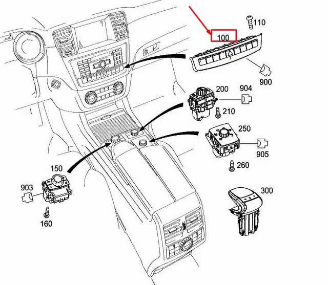 MERCEDES-BENZ ML W166 Upper Control Panel Switch Block A1668701910 NEW ...