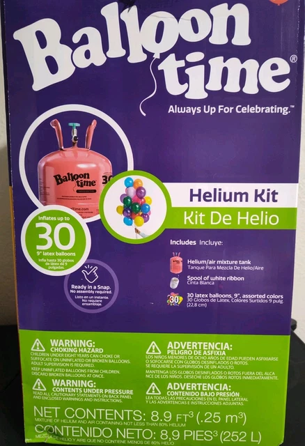 HELIUM TANK 8.9 cu. ft. Balloon Time Helium Kit NIB Factory SEALED $69. ...