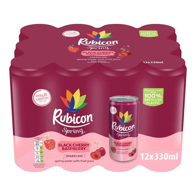 RUBICON SPRING 12X330ML Black Cherry Raspberry Sparkling Water Drink £8 ...