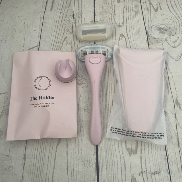 ESTRID PINK STARTER Kit Razor Handle x Spare Blade Holder & Case New ...