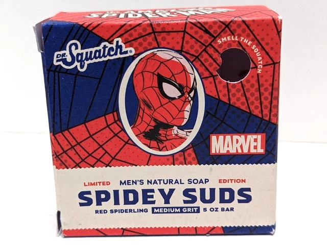 SPIDEY SUDS SPIDER-MAN Medium Grit Dr Squatch Limited Edition Soap 5 Oz ...
