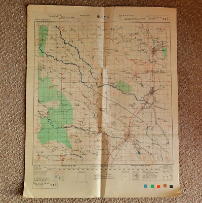 RARE ORIGINAL 1944 Burma Map, Daik-U Wwii, War British Army Military ...