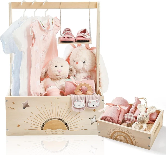 WOODEN BABY SHOWER Crate Closet Set, Shower Party Basket with Handle ...