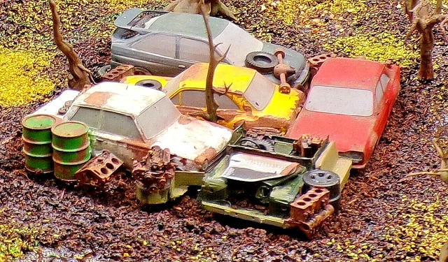 TT GAUGE 1:120 Scale Abandoned Cars Set 1 3D Printed in unpainted Resin ...