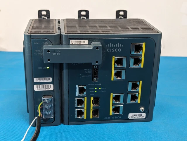 CISCO IE-3000-8TC INDUSTRIAL Ethernet Switch w/ Power 24v AC Adapter ...