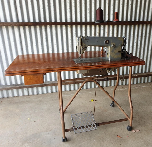 BROTHER INDUSTRIAL SEWING Machine with Vintage Timber Table $400.00 ...