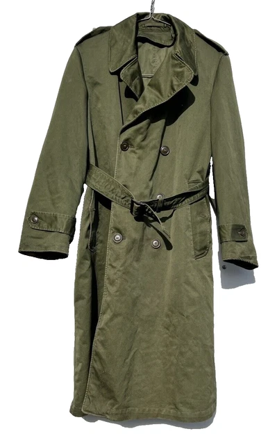 MILITARY RAINCOAT VINTAGE Mens Size Reg Small Quarpel Army Green Trench ...