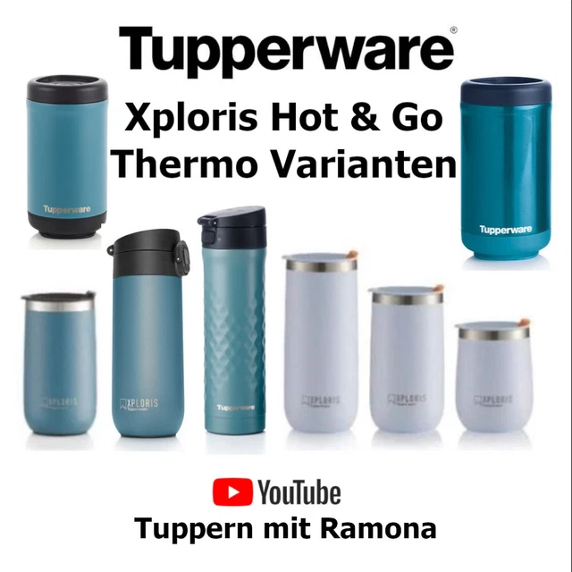 TUPPERWARE THERMOBECHER XPLORIS, Hot & Go Varianten Trinkbecher petrol ...