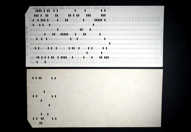 2X VINTAGE MAINFRAME COMPUTER Perforated PUNCH CARDS. IBM 80-column ...