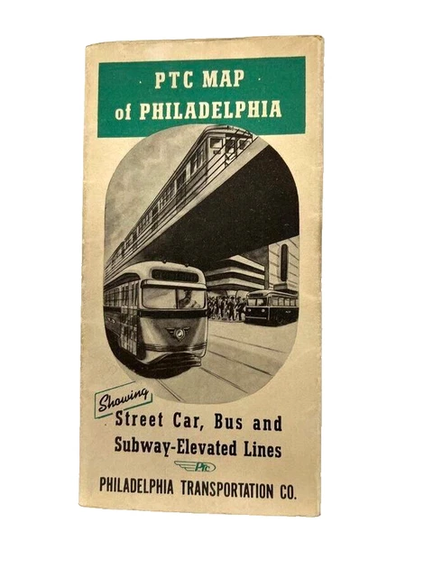 VINTAGE OCT-1944 PTC Map of Philadelphia Streetcar/Bus/Subway ...