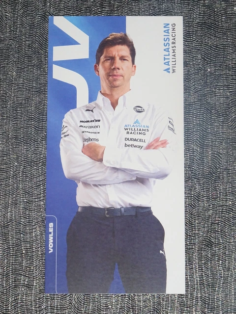 JAMES VOWLES ATLASSIAN Williams Racing F1 official 2025 driver card ...