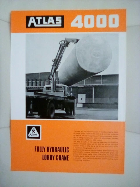 BROCHURE GRU AUTOCARRI Atlas 4000 Completamente Idraulica 1970 EUR 5,78 ...