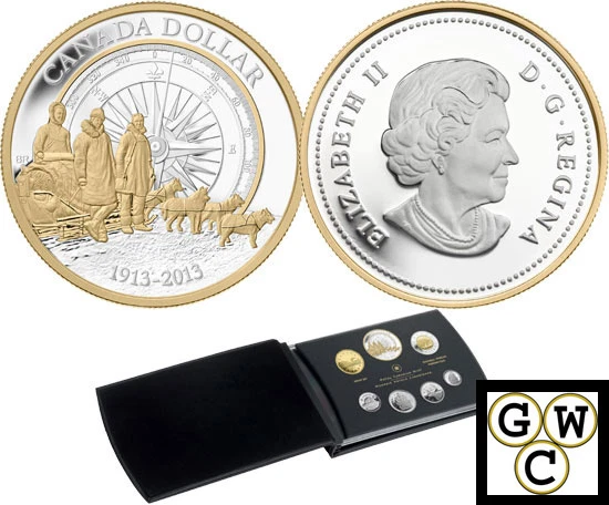 2013 PROOF SET with proof gold plated dollar all coins .9999 Pure ...