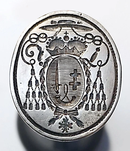 SCEAU, CACHET ARMOIRIES Evêque Prince St Empire ARGENT XVIIIe EUR 200 ...