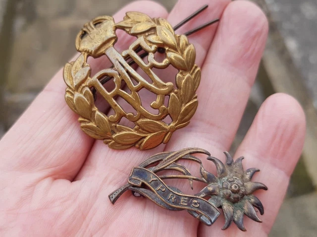 BRITISH WW1 RARE Ypres Badge With RAF Cap Badge - Both With Pins VGC ...