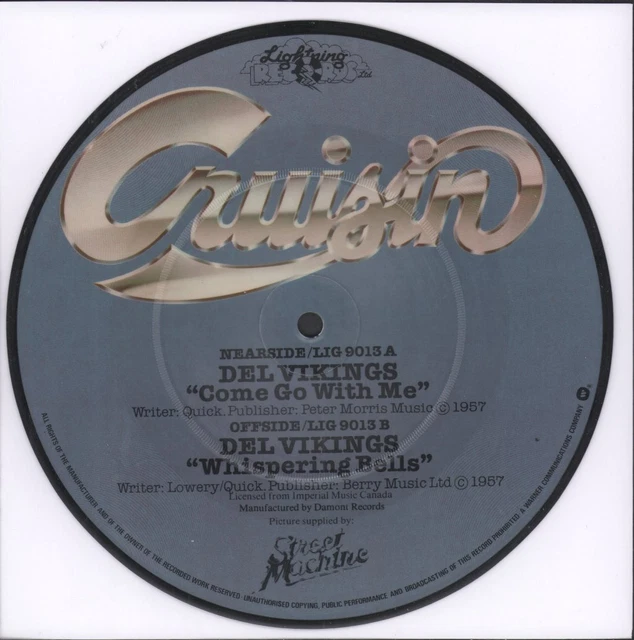 DEL VIKINGS COME Go With Me 7" vinyl UK Lightning Limited pic disc ...
