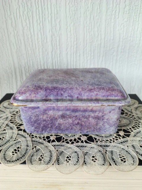 VINTAGE GRIMWADES PURPLE Lustre Gold Edged Jewellery Trinket Card ...