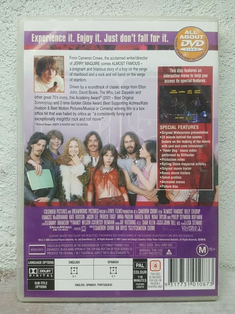 ALMOST FAMOUS DVD - R4 AU - Rock And Roll Movie $8.95 - PicClick AU
