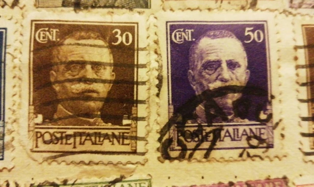 2X RARE 1929 King Victor Emmanual Poste Italiane (30 & 50 cent) Stamp ...