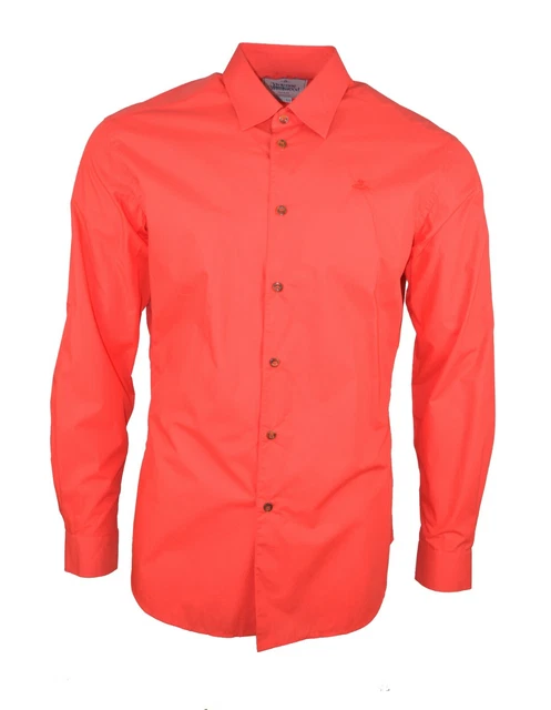 VIVIENNE WESTWOOD MAN Red Button-Down Shirt Embroidered Red Orb Chest ...