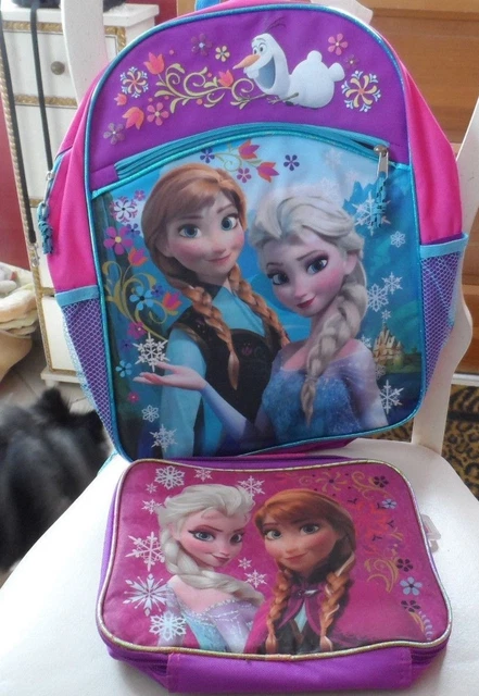 DISNEY FROZEN ELSA Anna Little Girls School Backpack Lunch Box Book Bag ...