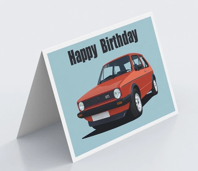 VW GOLF MK1 GTi Classic Car Birthday Card, Christmas, Fathers Day ...