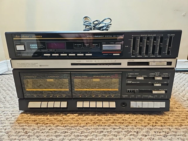FISHER MC-723 BK AM/FM Stereo Turntable Dual Cassette Receiver Read £63 ...