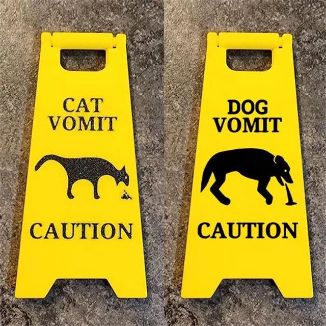 VOMIT SIGN,4 INCH Vomit Wet Floor Sign, Vomit Warning Sign Decoration ...