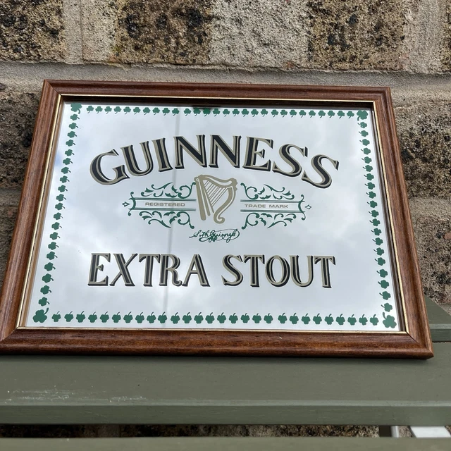 VINTAGE GUINNESS ORIGINAL Small Wall Mirror Pub Man Cave Irish £29.83 ...