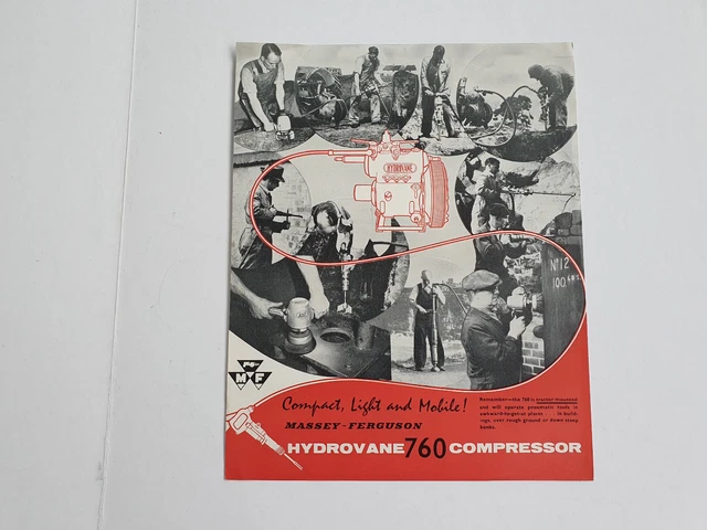 MASSEY FERGUSON 760 hydrovane compressor tractor implement brochure leaflet 1958 £32.00 ...