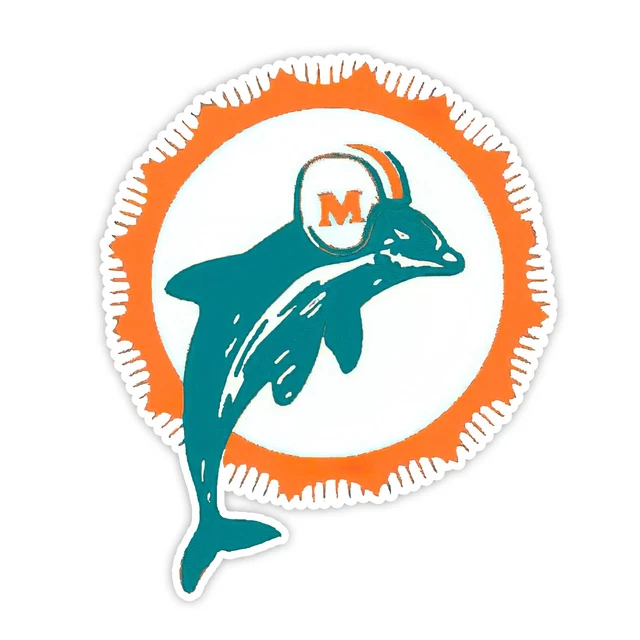 1966 FIRST EVER Miami Dolphins Logo Retro Vintage Sticker Decal Car NFL ...