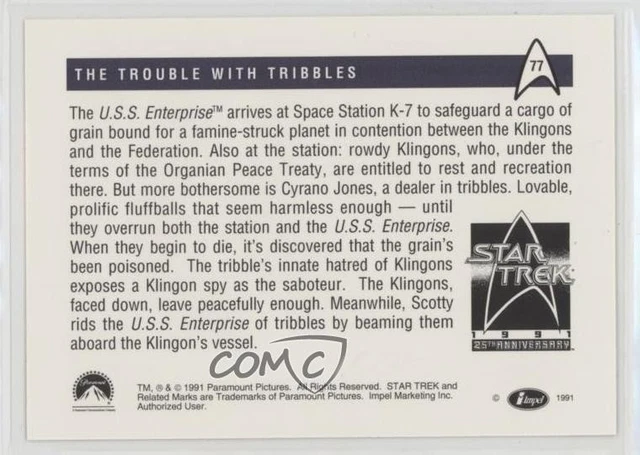 1991 IMPEL STAR Trek 25th Anniversary William Shatner Captain Kirk #77 ...