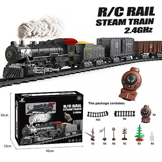 REMOTE CONTROL BIG Scale Steam Train Set with Sound & Light Freight ...