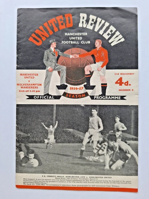 MANCHESTER UNITED V Wolverhampton W. Season 1956-57 Football Programme ...