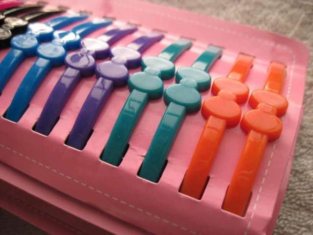 12 EYE CANDY Bright All Plastic Flat Tight Hair Barrettes No Metal ...