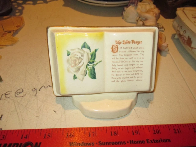 VINTAGE PORCELAIN THE Lords Prayer Open Book Planter Vase Flowers £6.70 ...