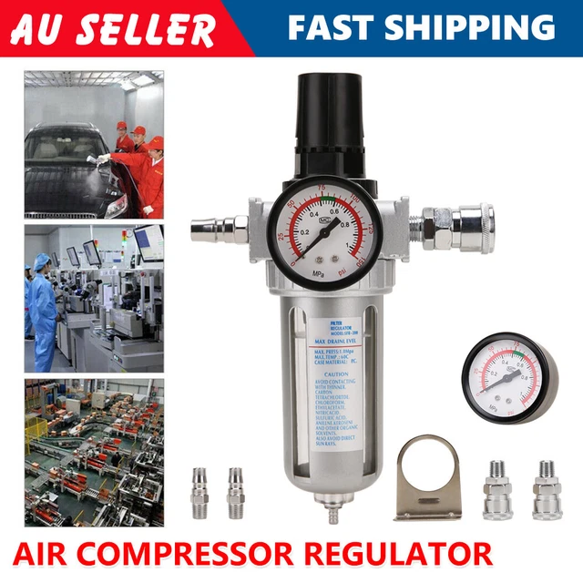 AIR COMPRESSOR REGULATOR Moisture Oil Water Trap Filter Lubricat Mount ...