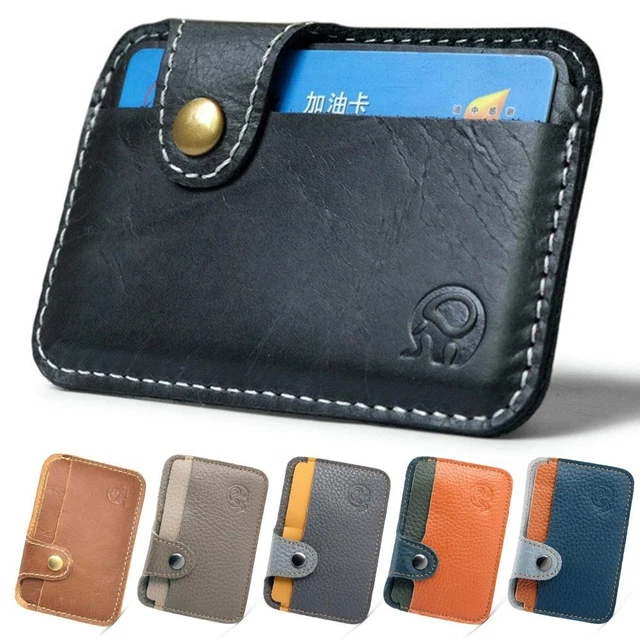BANK ID CARD Credit Card Holder Cowhide Leather Small Coin Purse Women ...