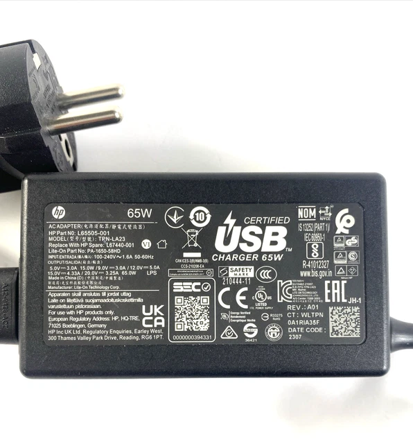 ORIG. HP TPN-LA23 L67440-001 USB-C 65W Power Adapter Laptop Ladegerät Netzteil EUR 23,00 ...