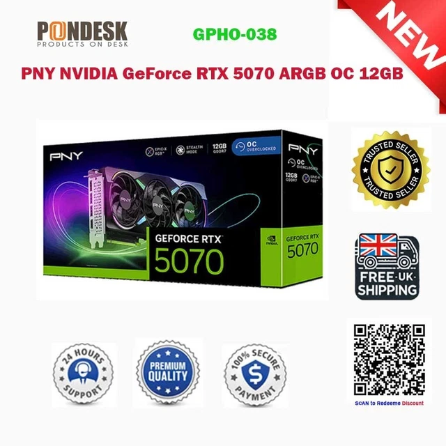 PNY NVIDIA GEFORCE RTX 5070 ARGB OC 12GB GDDR7 Triple Fan Graphics Card $1,289.11 - PicClick CA