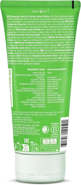 WELEDA SHOWER GEL with Citrus, Creamy Body Wash, For Women 200 ml (Pack ...