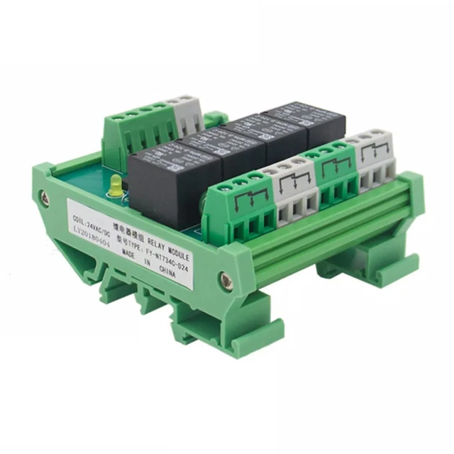 RELAY MODULE 4 Channel 1 SPDT DIN Rail Mount 24V DC/AC Interface PLC ...