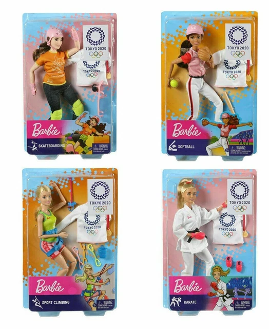 BARBIE OLYMPIC GAMES Tokyo 2020 Set Karate Climbing Skateboarding Softball Gift $184.99 ...