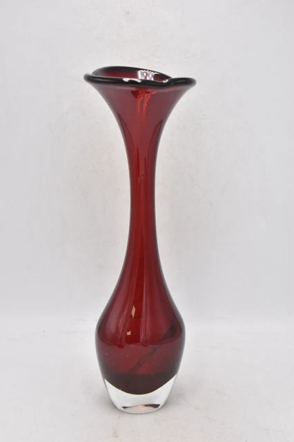 VINTAGE ASEDA RED Tulip Vase Swedish Mid-Century Art Glass by Bo ...