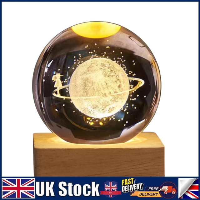 3D ENGRAVED LED Crystal Ball Night Light USB Charging Creative for ...