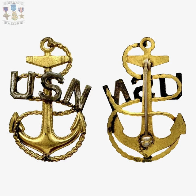 WWII NAVY CHIEF Petty Officer Insignia Cap Badge N.s. Meyer New York ...