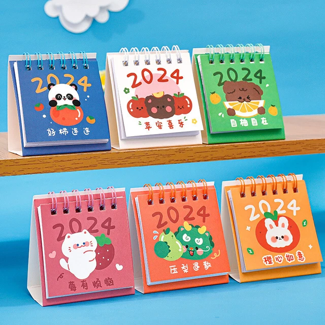 2024 MINI CALENDAR Cute Desk Daily Scheduler Calendar Planner Standing ...